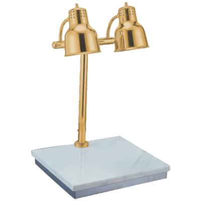 China Gilded Food Warmer Lamp Station Commercial Buffet Equipment Marble Bottom Double Lamp for sale