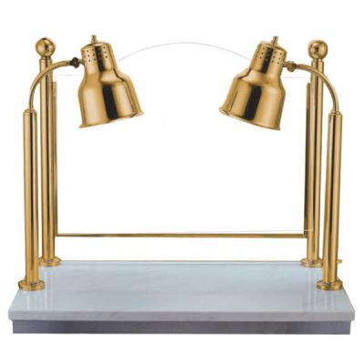 China Gilded Food Warmer Lamp Station Commercial Buffet Equipment Marble Bottom Double Lamp for sale