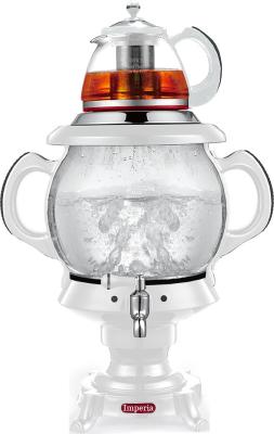 Cina Samovar di vetro di servizio in camera di tradizione durevole delle attrezzature con il bollitore elettrico dell'acqua da 4,5 litri con una teiera da 1 litro in vendita