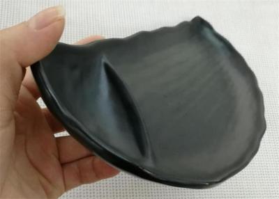 China Half-moon Black Melamine Plate Imitation Porcelain Dinnerware Sets Length 27cm for sale