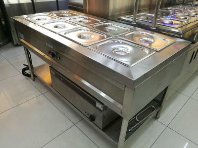 China Edelstahl 8 Wannen Bain Marie mit Unterregal 1500*700*800mm zu verkaufen