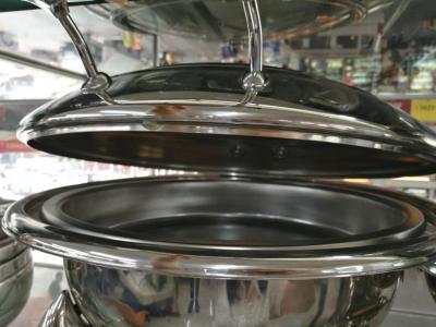 Cina pentola piena idraulica rotonda dell'alimento di fonte di calore di induzione o di spirito del coperchio dell'acciaio inossidabile del piatto di logoramento 6.0Ltr Dia.35cm in vendita