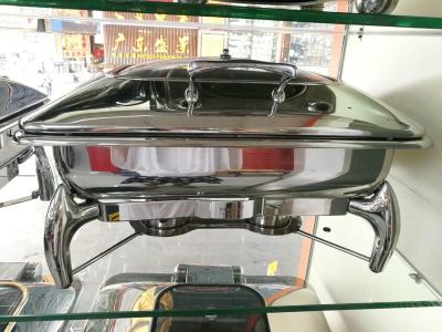 China Buffet Stainless Steel Cookwares Mechanical Hinge Induction Chafing Dish Full Size Food Pan 9.0Ltr Glass Window Lid for sale