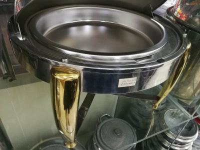 Cina Pentole durevoli dell'acciaio inossidabile, supporto rotondo del piatto di logoramento della cima di rotolo con le gambe d'acciaio vuote placcate dorate in vendita