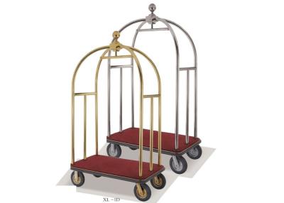 Cina Rivestimento dell'oro dello specchio dell'acciaio inossidabile del carrello di servizio in camera dell'ingresso dell'hotel con la piattaforma del tappeto rosso in vendita