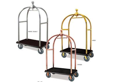 Cina Rivestimento dell'oro dello specchio dell'acciaio inossidabile del carrello di servizio in camera dell'ingresso dell'hotel con la piattaforma del tappeto rosso in vendita