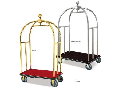 Cina Rivestimento dell'oro dello specchio dell'acciaio inossidabile del carrello di servizio in camera dell'ingresso dell'hotel con la piattaforma del tappeto rosso in vendita