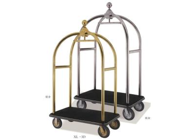 Cina Rivestimento dell'oro dello specchio dell'acciaio inossidabile del carrello di servizio in camera dell'ingresso dell'hotel con la piattaforma del tappeto rosso in vendita