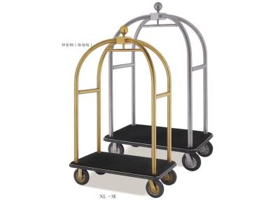 Cina Rivestimento dell'oro dello specchio dell'acciaio inossidabile del carrello di servizio in camera dell'ingresso dell'hotel con la piattaforma del tappeto rosso in vendita