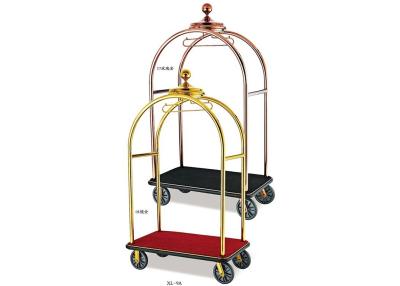 Cina Rivestimento dell'oro dello specchio dell'acciaio inossidabile del carrello di servizio in camera dell'ingresso dell'hotel con la piattaforma del tappeto rosso in vendita
