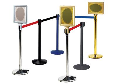 China Retractable Belt Type Railing Stand Stainless Steel Crowd Control / Guidance Stanchion with Dia.32CM Wide Weighted Base for sale
