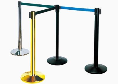 China Retractable Belt Type Railing Stand Stainless Steel Crowd Control / Guidance Stanchion with Dia.32CM Wide Weighted Base for sale
