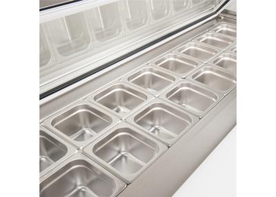 Cina Tabella refrigerata porta blu della preparazione del panino di Ray 2 con il fan di vetro del coperchio che si raffredda/congelatore di frigorifero commerciale di Antivari di insalata in vendita