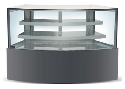 China Refrigeration Arc Glass Cake Showcase With Black Marble Base 2100x800x1300MM for sale