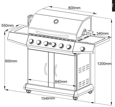 Cina Girarrosto all'aperto dello sputo della griglia del barbecue del gas del girarrosto della roccia della lava di 6 bruciatori con il motore in vendita