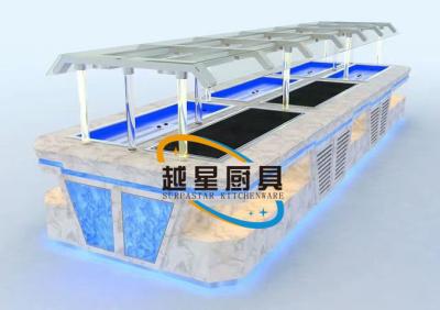 Cina Il marmo commerciale giallo del granito dell'attrezzatura del buffet del LED completa il cavalletto sopraelevato di cristallo in vendita
