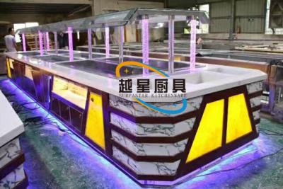 Cina Il marmo commerciale giallo del granito dell'attrezzatura del buffet del LED completa il cavalletto sopraelevato di cristallo in vendita