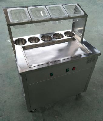 China Snack Equipment Fried Ice Machine Universal Wheels 3mm Stainless Steel 304 Table Top for sale