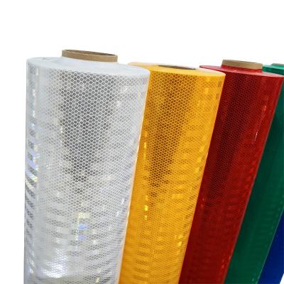 China 10 Years Self Adhesive Fluorescent Yellow Green Lime Micro Prismatic Reflective Sheeting Film for High Visibility Traffic Signs for sale