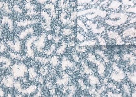 340GSM 100% Polyester Velvet Fabric Circle Fleece Loop Blue And White