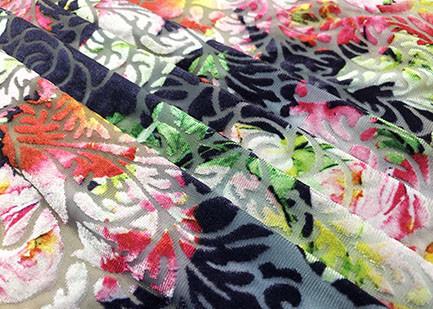 2 Tone Burnt Out Micro Velvet Fabric For Lady'S Dress Pink Rose 190GSM 94% Polyester