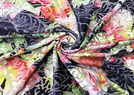 2 Tone Burnt Out Micro Velvet Fabric For Lady'S Dress Pink Rose 190GSM 94% Polyester