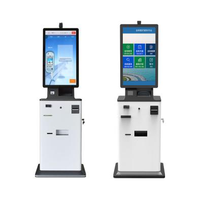 China Self Service Ticket Vending Kiosk Cash Payment Coin Validator 24 inch for sale