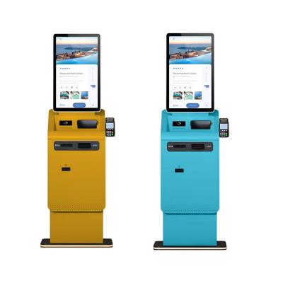China Capacitive Touch Screen Self Service Cash Currency Exchange Checkout Payment Kiosk with Credit Card Passport Reader for sale