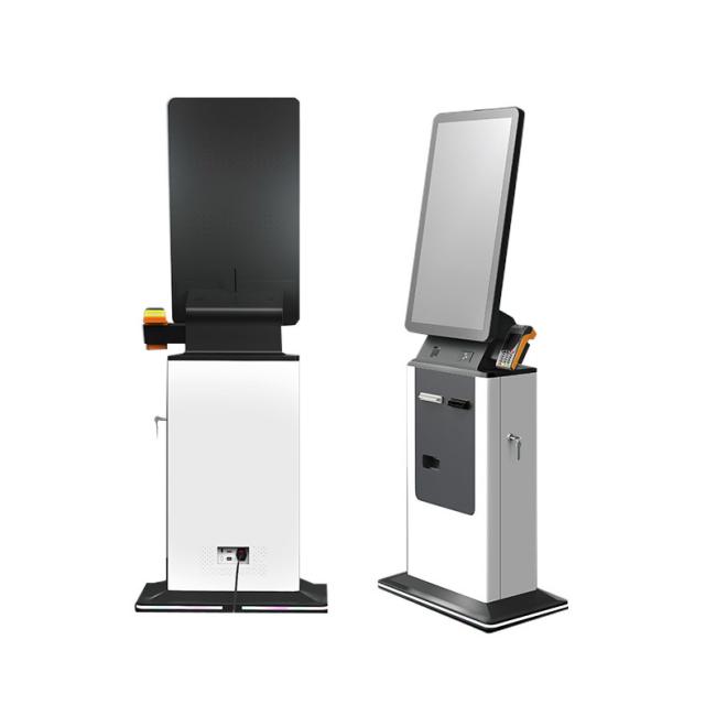 Check-in kiosk in hotel lobby environment