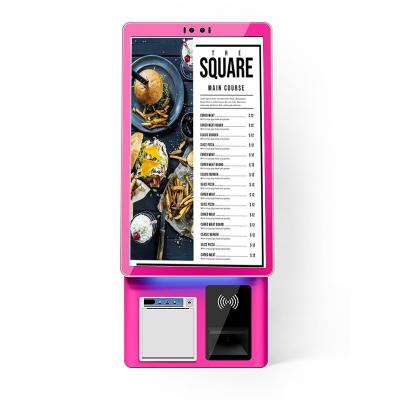China 21.5 Inch Fast Food Self Service Payment Kiosk Floor Stand Machine Interactive Automatic Touch Screen Kiosk With POS Software for sale