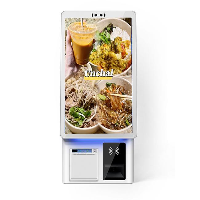 21.5 inch self-service kiosk in restaurant setting