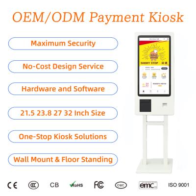 China 21.5 23.8 27 32 Inch Self Service Wall Mount Food Ordering Payment Kiosk SDK POS/QR Code Order Cashless Payment Kiosk for sale
