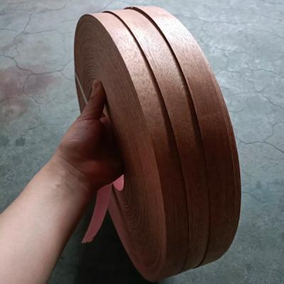 China Smooth Red Walnut Veneer Edge Banding , 150m Plywood Edge Banding Roll for sale