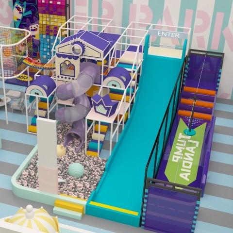 Quality 3-12years Durable Bettaplay Colorful Nighty Castle Kids Small Playground Indoor Equipment with Rainbow Net and Trampoline for sale