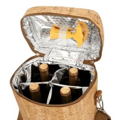 China Carregador de garrafas de vinho diariamente isolado Sacos de refrigeração de cortiça à prova d'água com alça macia à venda