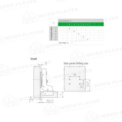 China WPFA-K5-3DH hydraulisches Vorhängerscharnier verbarg die Kabinett-Zusätze, die Tür-und Tor-Scharnier-Möbel-Hardware-Clip Dämpfung sind zu verkaufen
