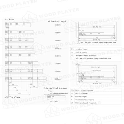 China WPFA- 19mmB verborg 3 keer Ladedia met de Klem Open Volledige Uitbreiding Verborgen Verborgen slides3-Vouwen van de Handvatduw Te koop