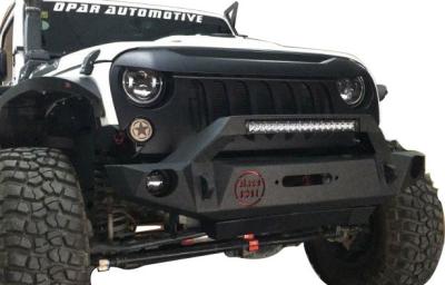 China Pathfinder Front Bumper for Jeep JK Black Steel Recovery Bull Bar Winch Bumper for JK Wrangler 07 Onwards for sale
