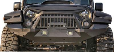 China Debris Front Bumper for Jeep JK Black Steel Recovery Bull Bar Winch Bumper for JK Wrangler 07 Onwards for sale