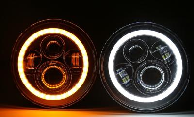 China 1st generation angel eye Silver/Black bottom Round 7inch LED headlight 80W headlamp for jeep jk led driving headlights for sale