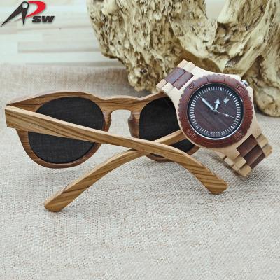 China OEM Fashion Design 2-Tone Wooden Band Watch Luminous Hands Customized Wood Watch For Men for sale