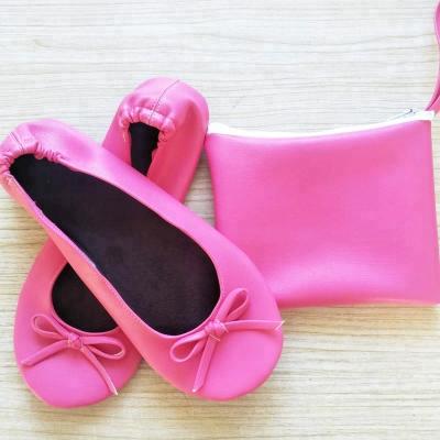 China Roll Up Ballet Flats for Bridesmaids Gifts Womens Pink Ballet Shoes for sale