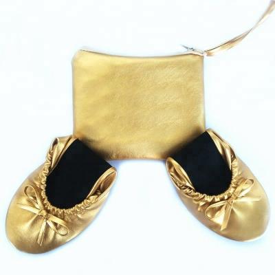 China Hot Selling Night Club Gold Flat Dance Shoes Ballerina Folding Shoes Pumps Disposable Ballet Shoes for sale