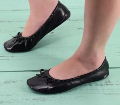China Most Comfortable PU Ballet Pumps Foldable and Portable Ballet Shoes Easy to Store in a Purse for sale