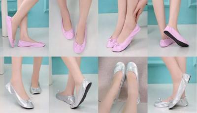 China Free Shipping! 2018 Good Quality Hot Sale Cheap Price Roll Up Foldable Ballet Shoes PU Material for sale