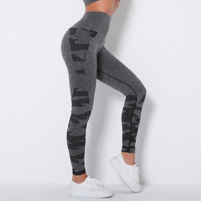 China High-waisted seamless yoga pants sexy hip-lifting net red camouflage fitness pants running fitness tights for sale