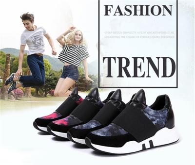 China Slip-on Sneakers Taller 2.36 inches Women Shoes Elevator Sports Running Shoes Grey and Rose Color for sale