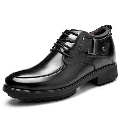 China Black Oxfords Leather Shoes Men's Elevator Height Increased Shoes Taller 3.15 Inches for sale