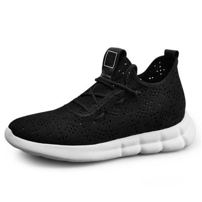 China Fashion flyknit breathable Men's running sport shoes height increasing elevator sneakers for sale