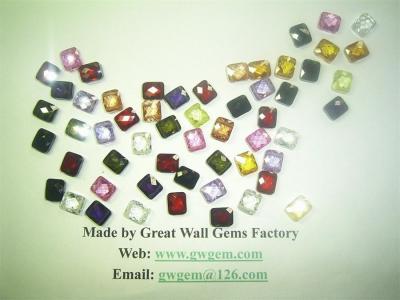China 10x12mm cubic zirconia (CZ) rectangle (faceted cut), with two holes (side to side) for sale